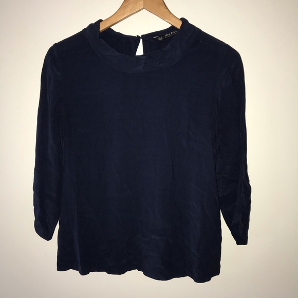 Zara | Tops | Zara Basic Collection Navy Top | Poshmark